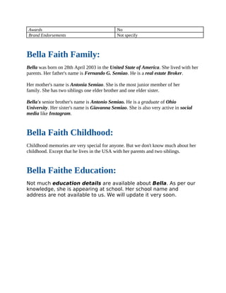 Bella faith-biography | PDF