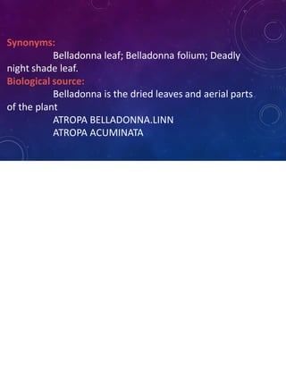 Belladonna and opium (Reference:c k.kokate) | PDF