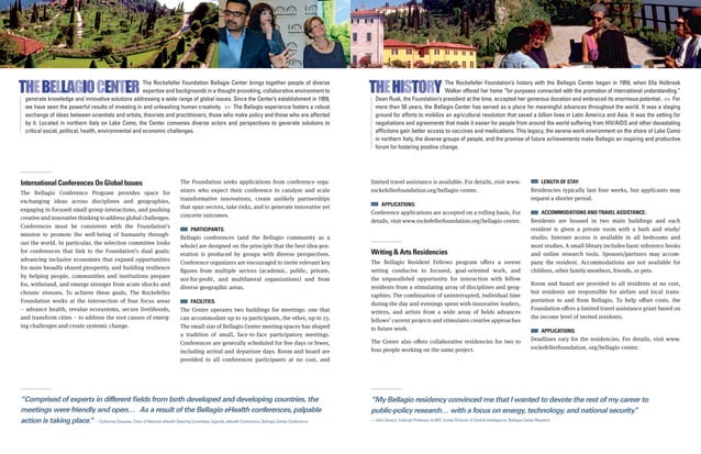 The Rockefeller Foundation's Bellagio Center | PDF