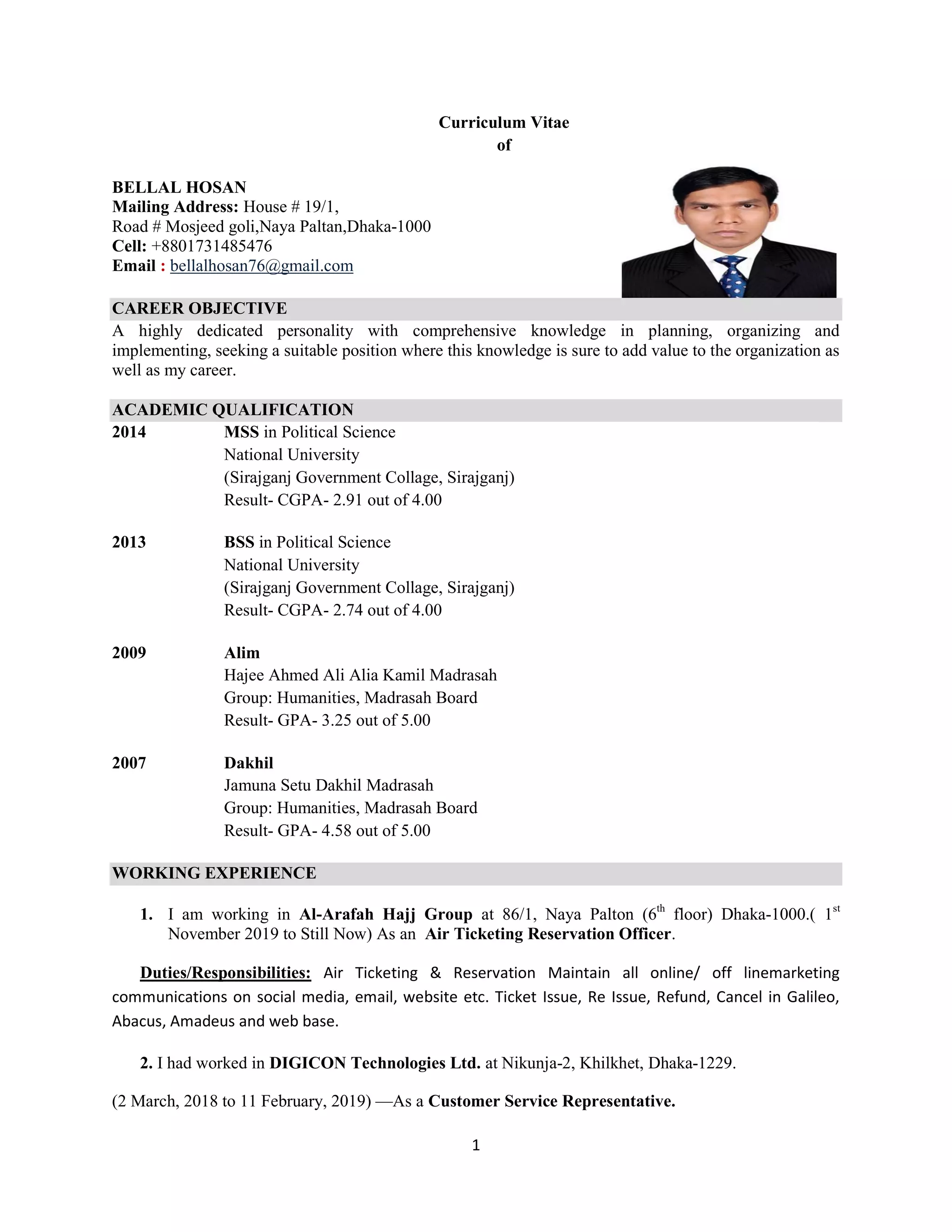 Bellal cv pdb (digicon+hajj) | PDF