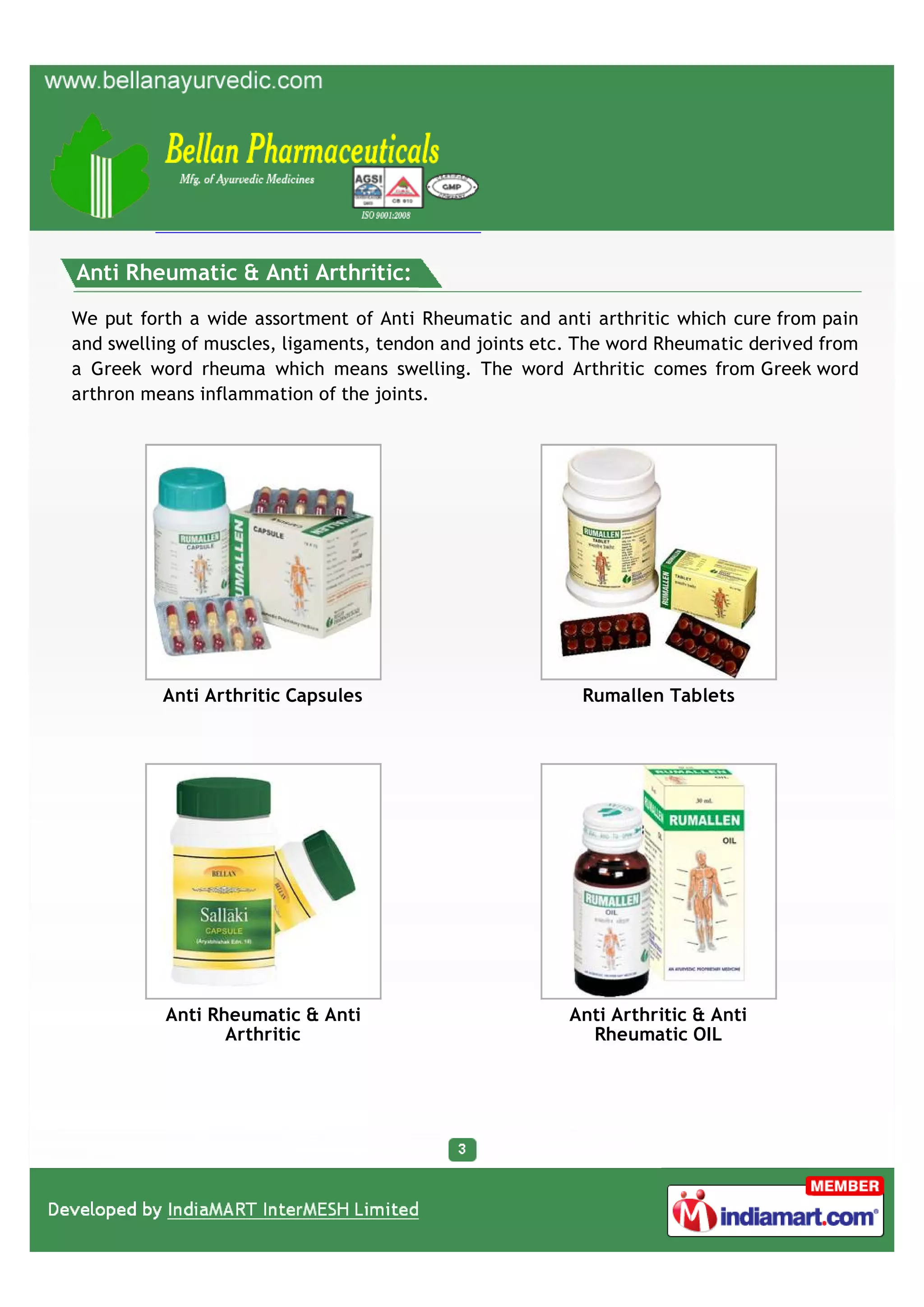 Bellan Pharmaceuticals, Vadodara, Ayurvedic Medicines | PDF