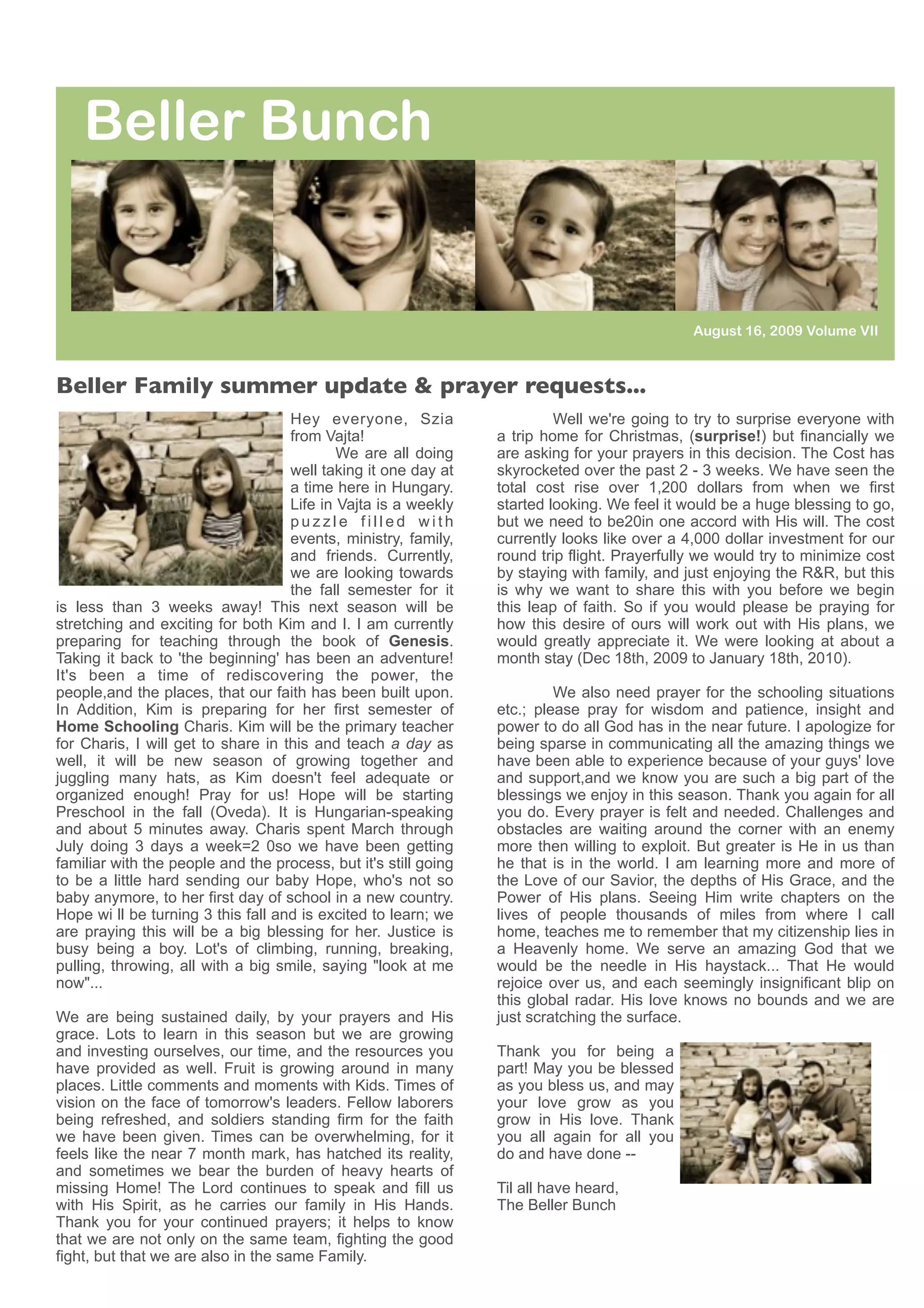 Beller Family Summer 2009 Update | PDF | Christianity | Religion ...