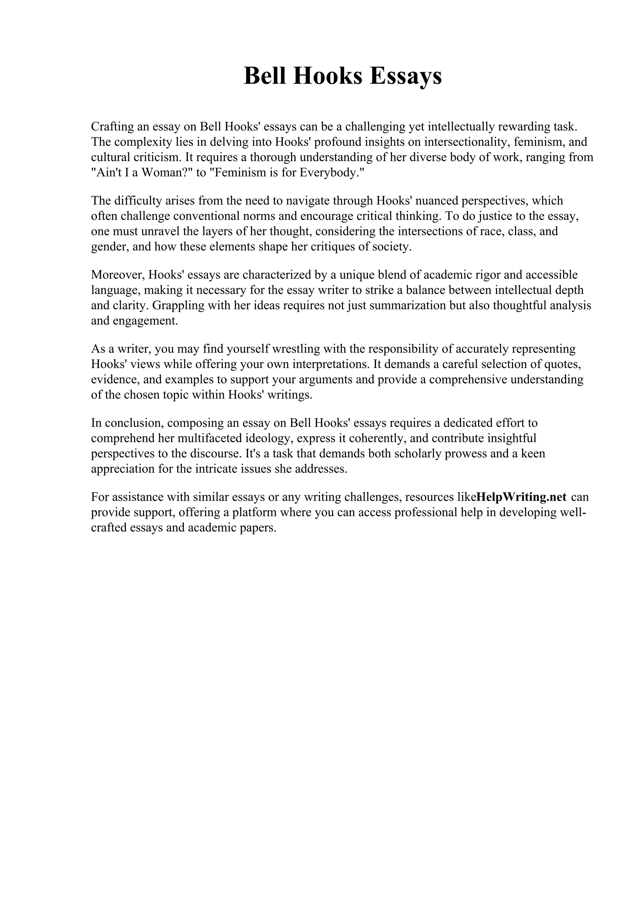 Bell Hooks Essays | PDF