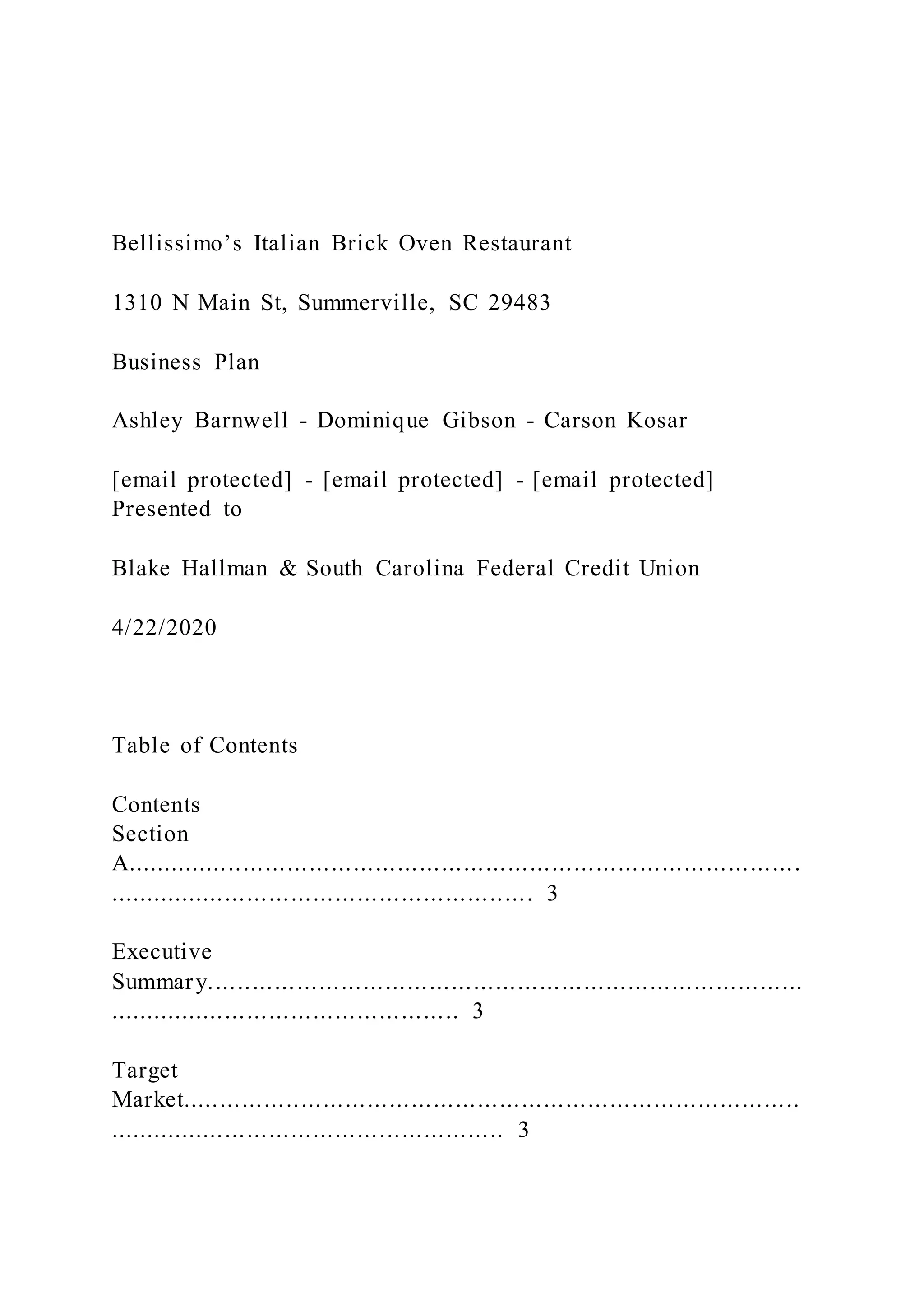 Bellissimo’s Italian Brick Oven Restaurant1310 N Main St, | DOCX