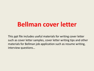 Bellman cover letter | PPT