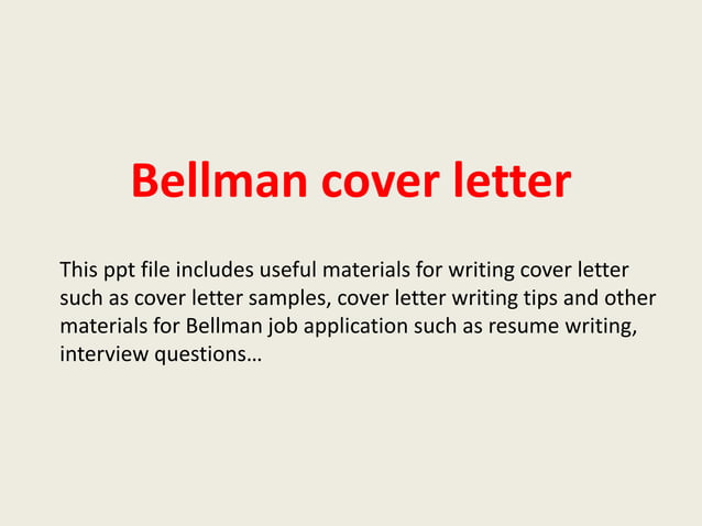 Bellman cover letter | PPT