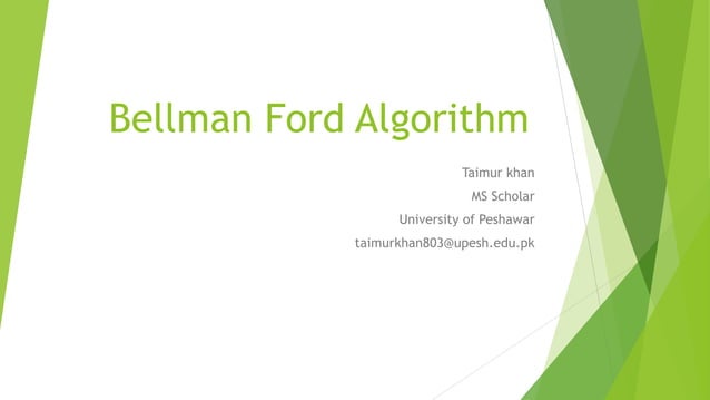 Bellman ford Algorithm | PPTX