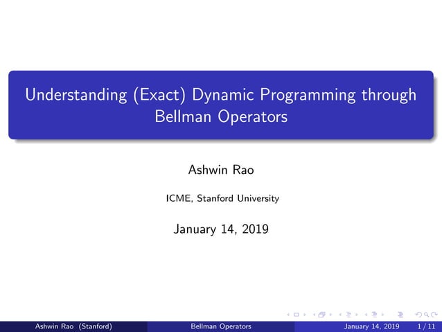 Understanding Dynamic Programming Through Bellman Operators Ppt