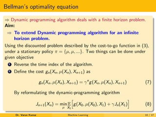 Role of Bellman's Equation in Reinforcement Learning | PPT