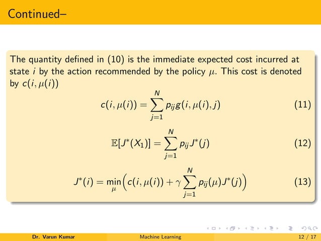 Role of Bellman's Equation in Reinforcement Learning | PPT