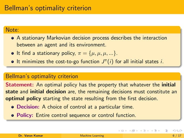 Role of Bellman's Equation in Reinforcement Learning | PPT
