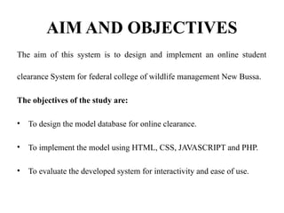 Design and Implementation of Online Student Clearance Management System.pptx | Databases ...