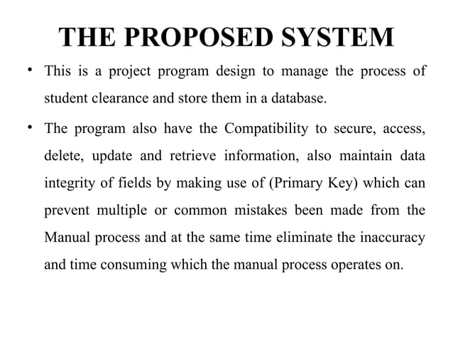 Design and Implementation of Online Student Clearance Management System.pptx | Databases ...