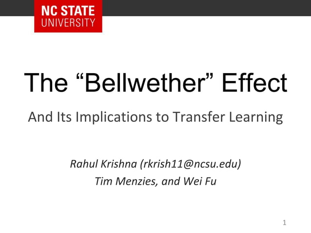The “Bellwether” Effect and Its Implications to Transfer Learning | PPT