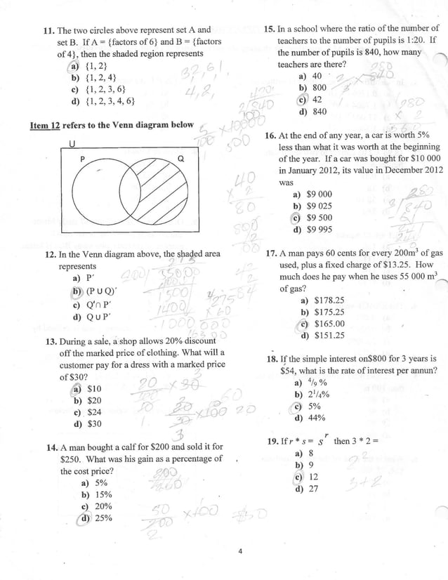 CSEC Mathematics Paper 01 | PDF