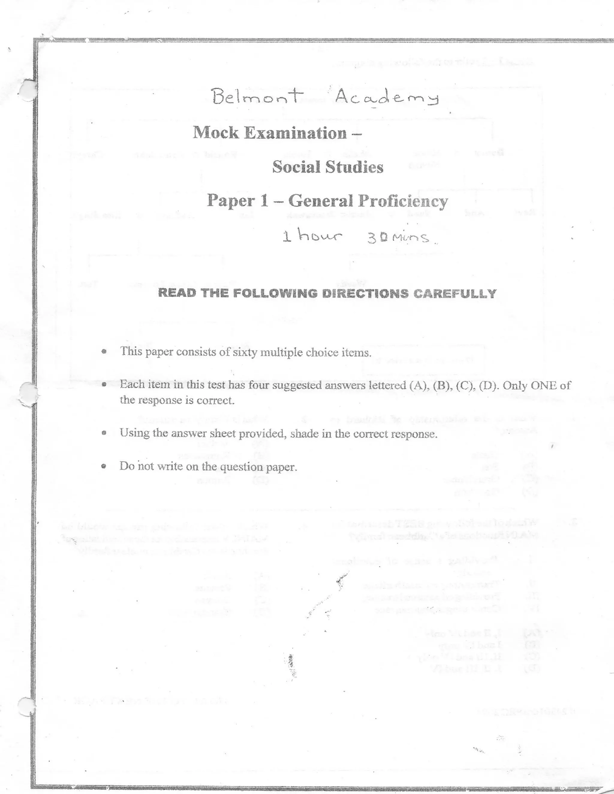 CSEC Social Studies Paper 1 | PDF