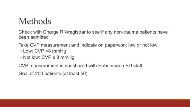 Methods: Central Venous Pressure and Physician administration of ...