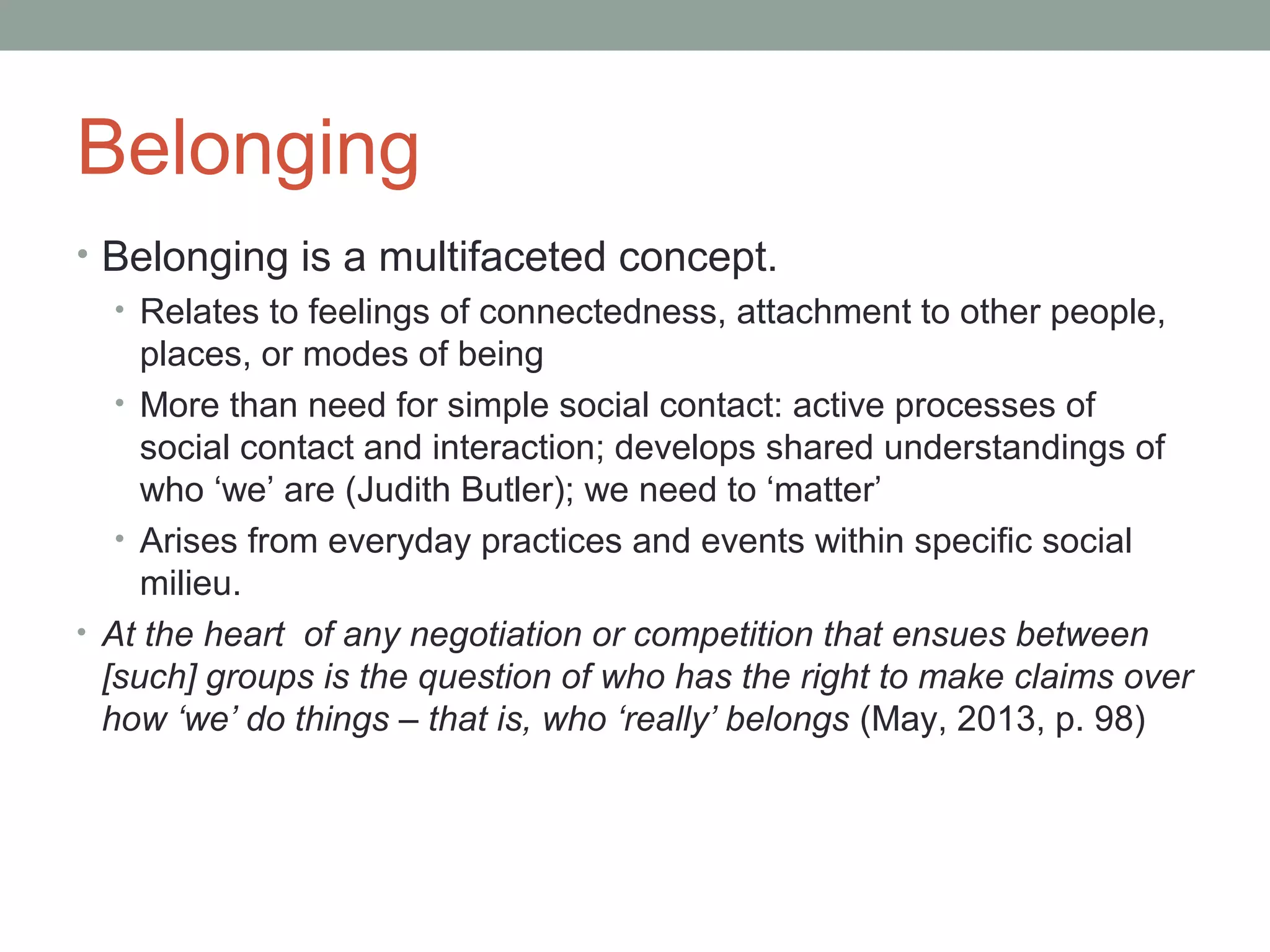 Belonging and Mattering - Professor Jacqueline Stevenson | PPT