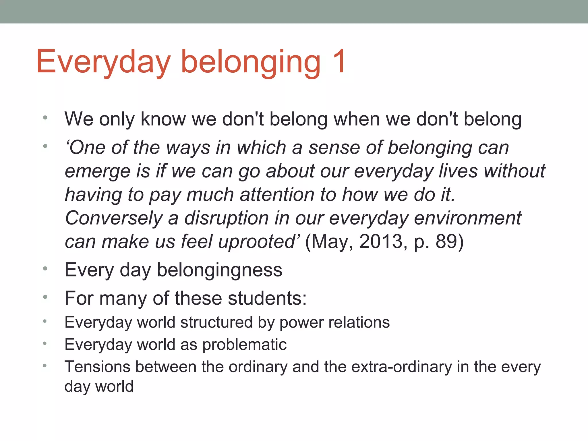 Belonging and Mattering - Professor Jacqueline Stevenson | PPT
