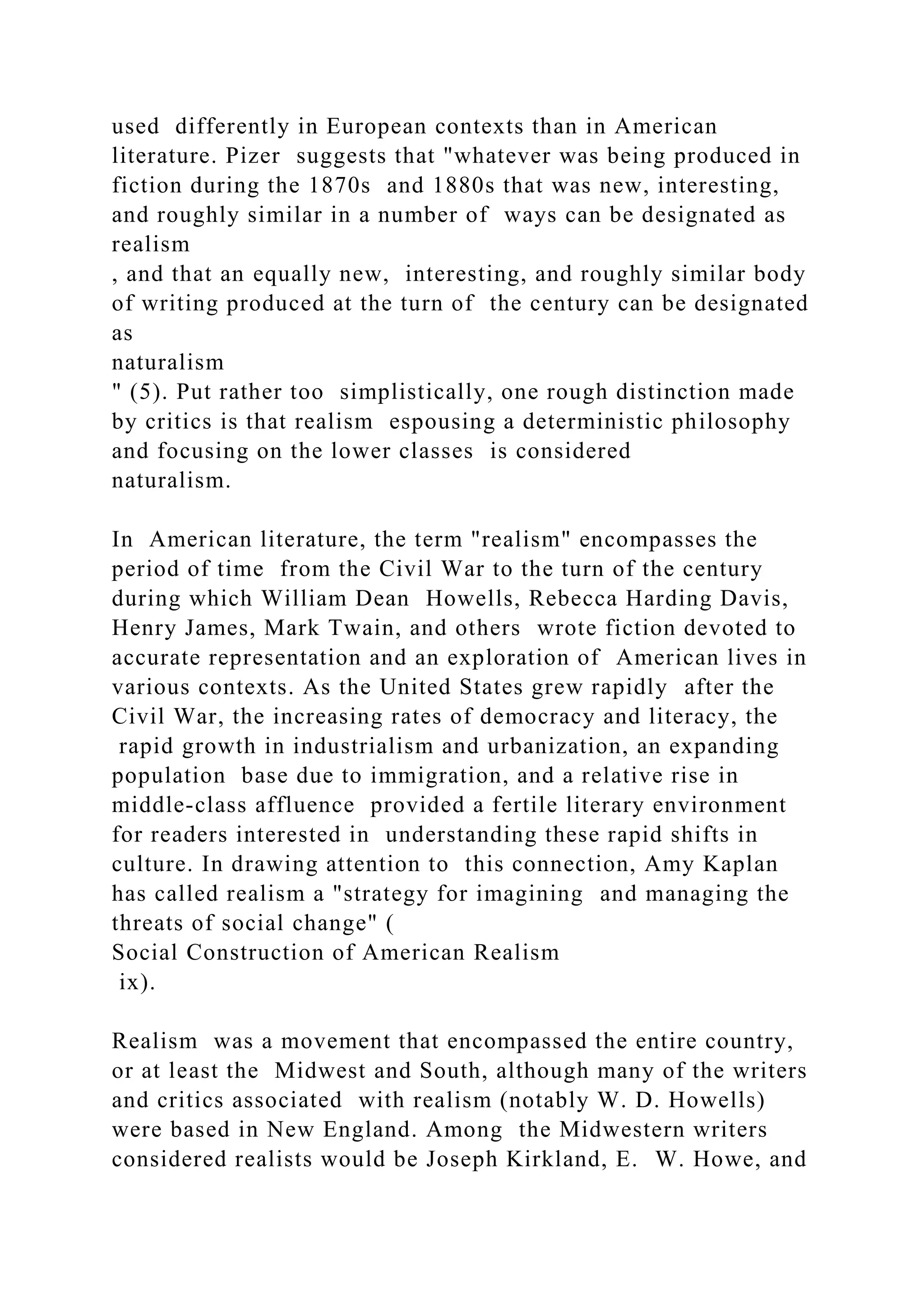 Below are the characteristics of Realism--pick one piece of literatu.docx