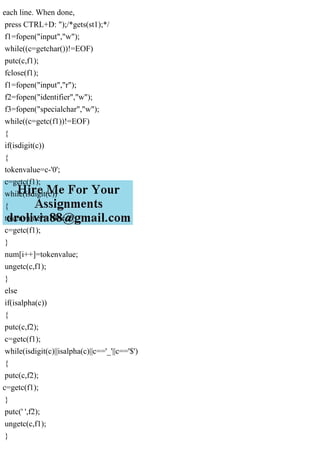Below is a C code that serves as a handwritten lexical analyzer on a.pdf