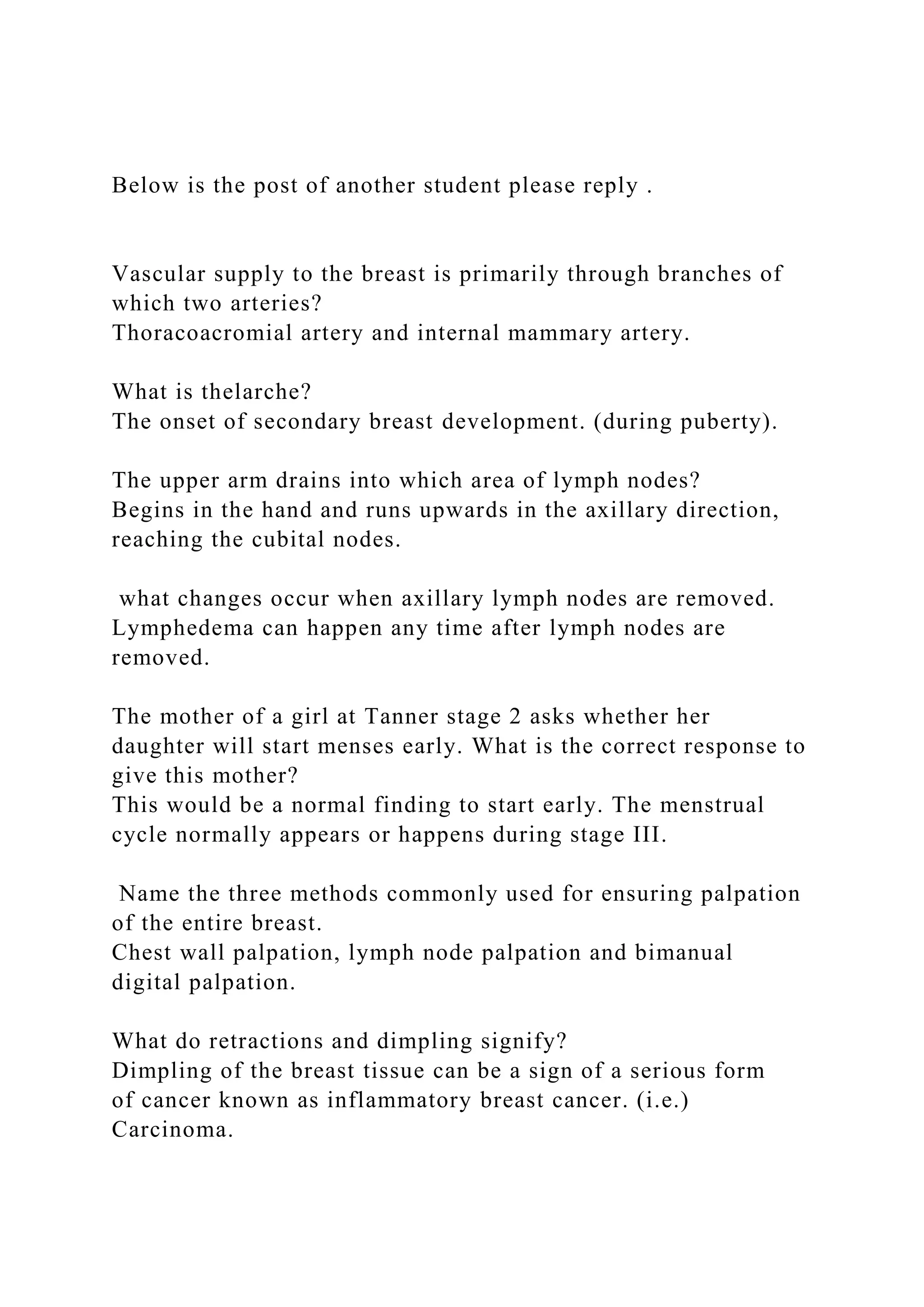 Below is the post of another student please reply . Vascular.docx