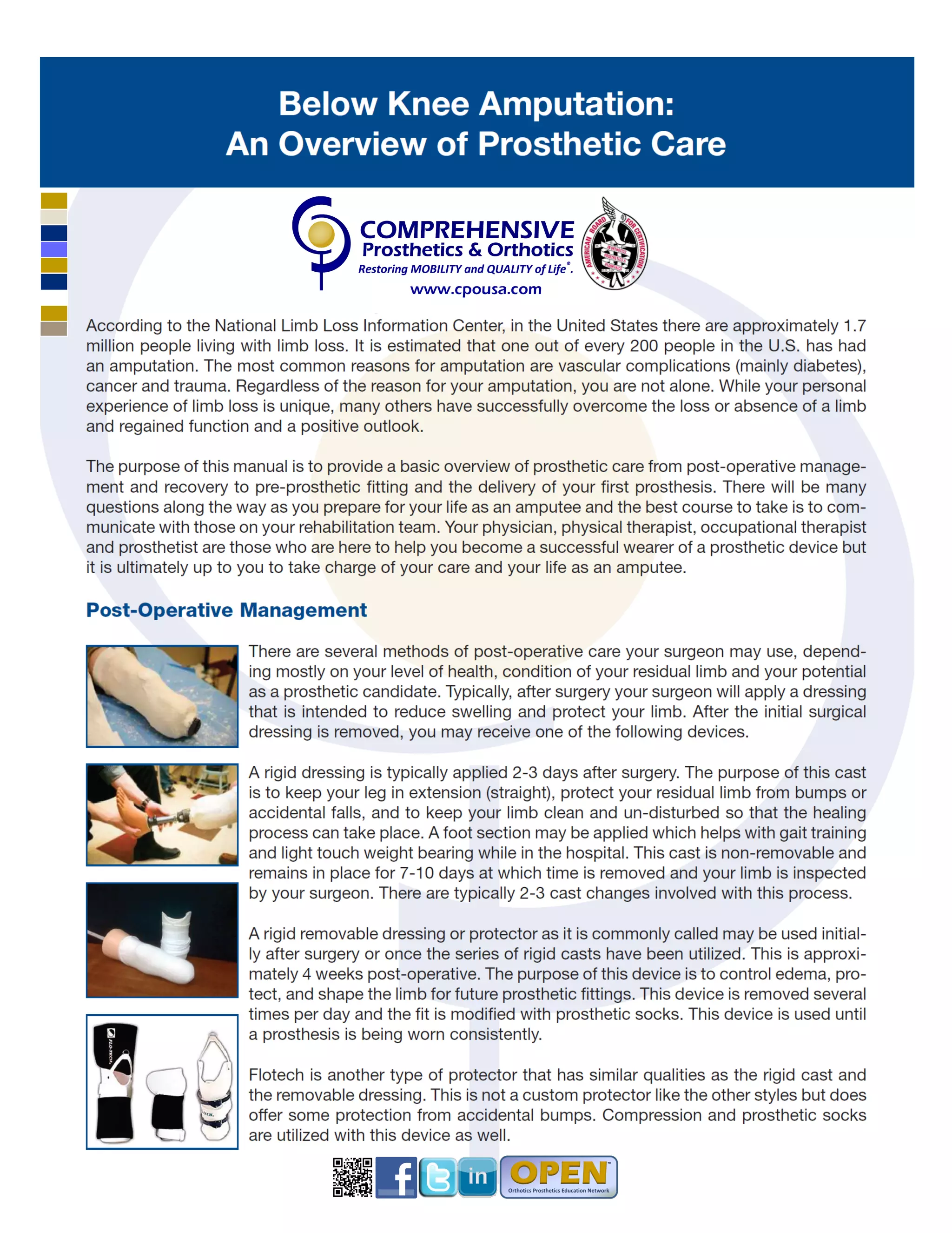 Below Knee Amputation An Overview of Prosthetic Care | PDF