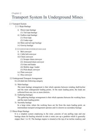 Belt conveyor and Haulage system in the mine | PDF