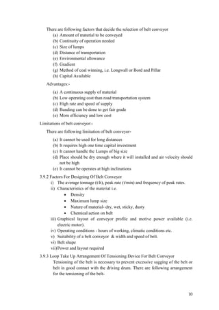 Belt conveyor and Haulage system in the mine | PDF