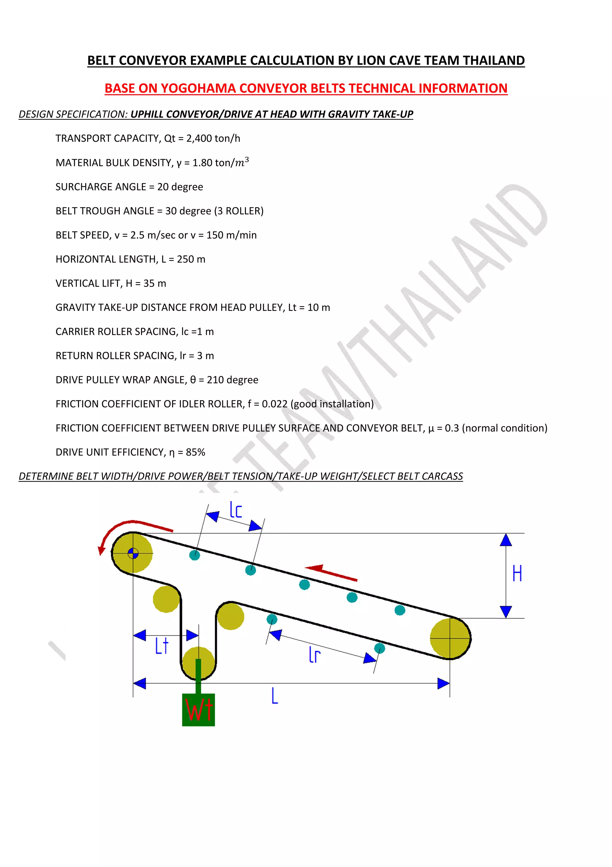 Belt conveyor example calculation | PDF