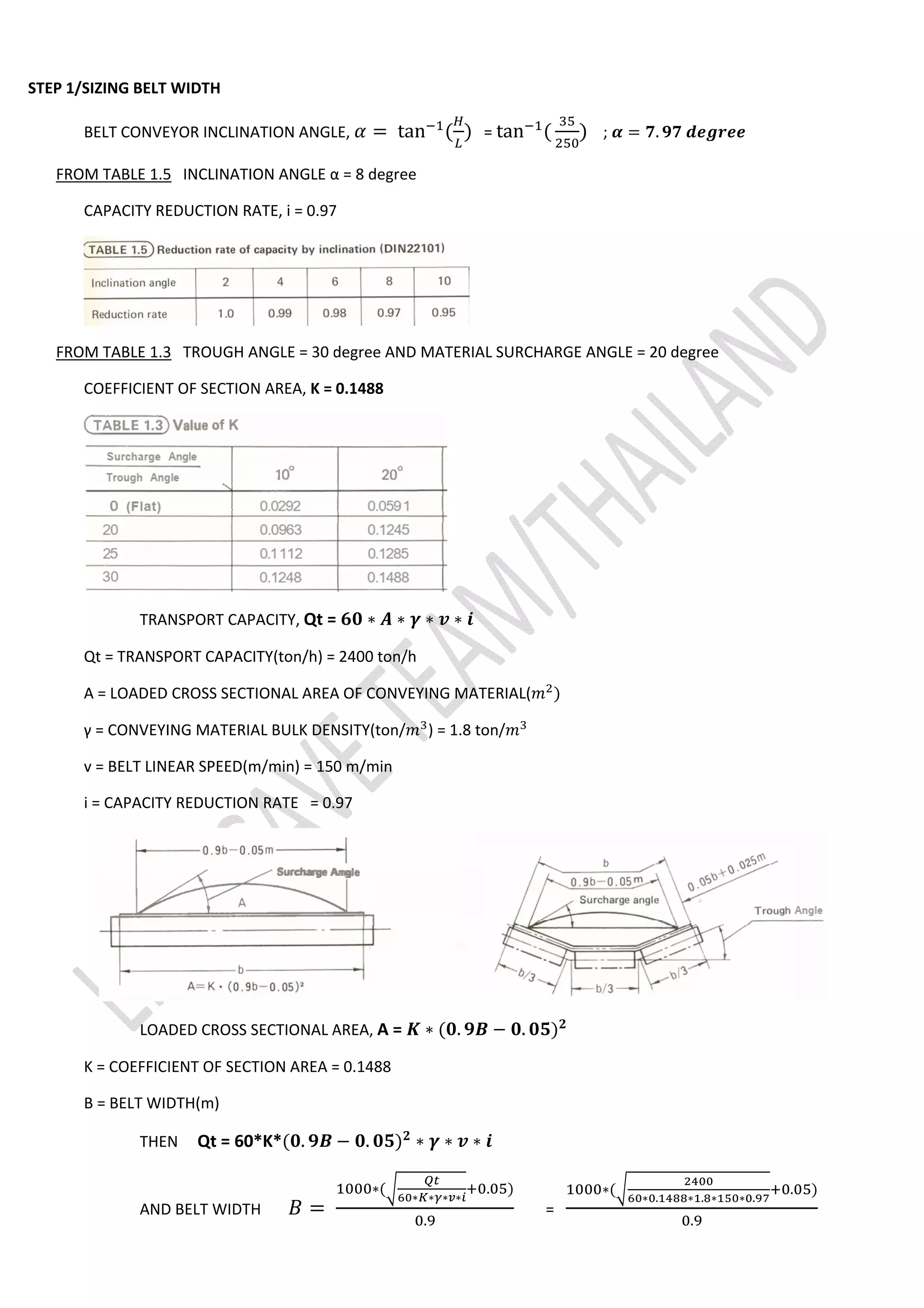 Belt conveyor example calculation | PDF