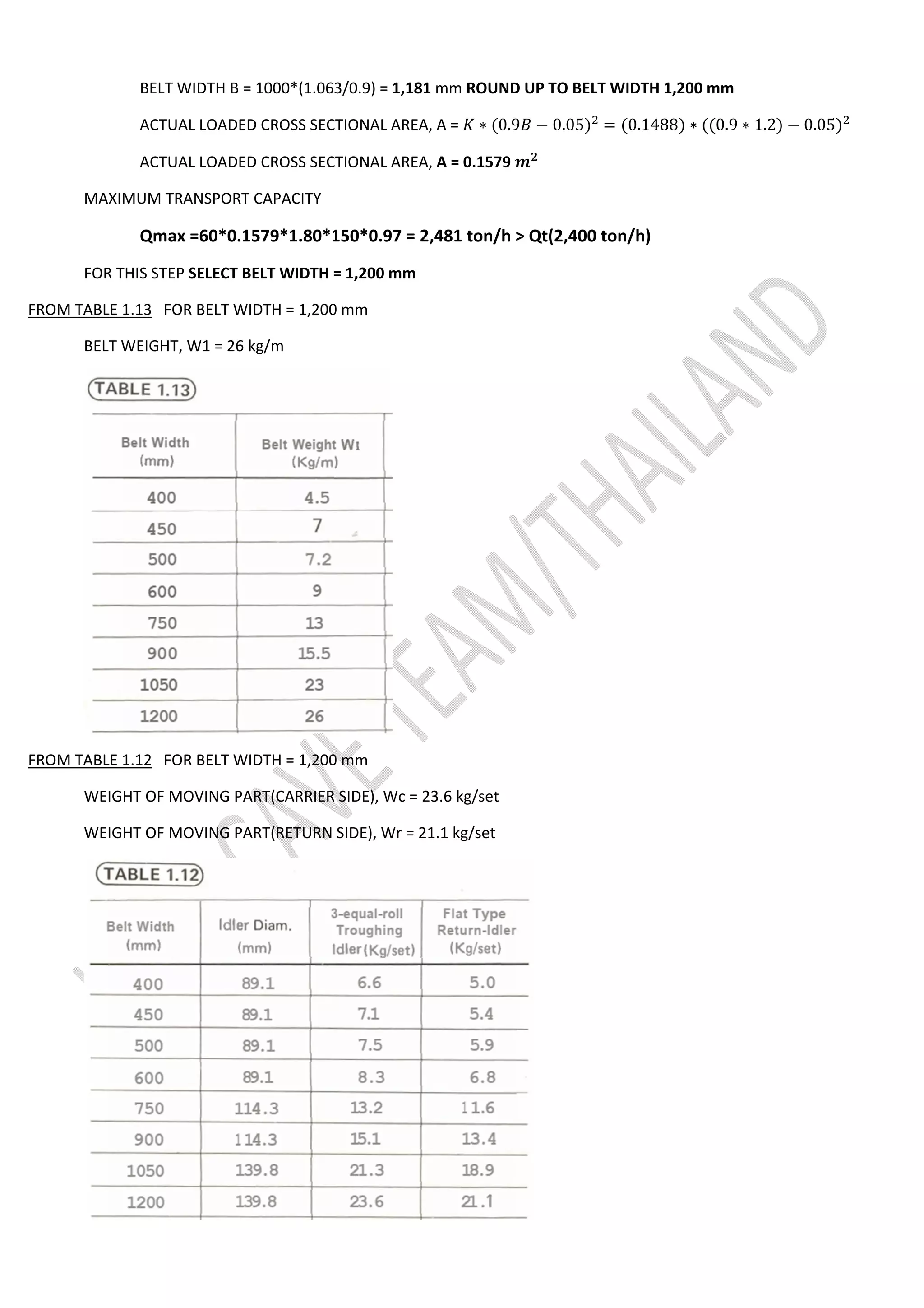 Belt conveyor example calculation | PDF