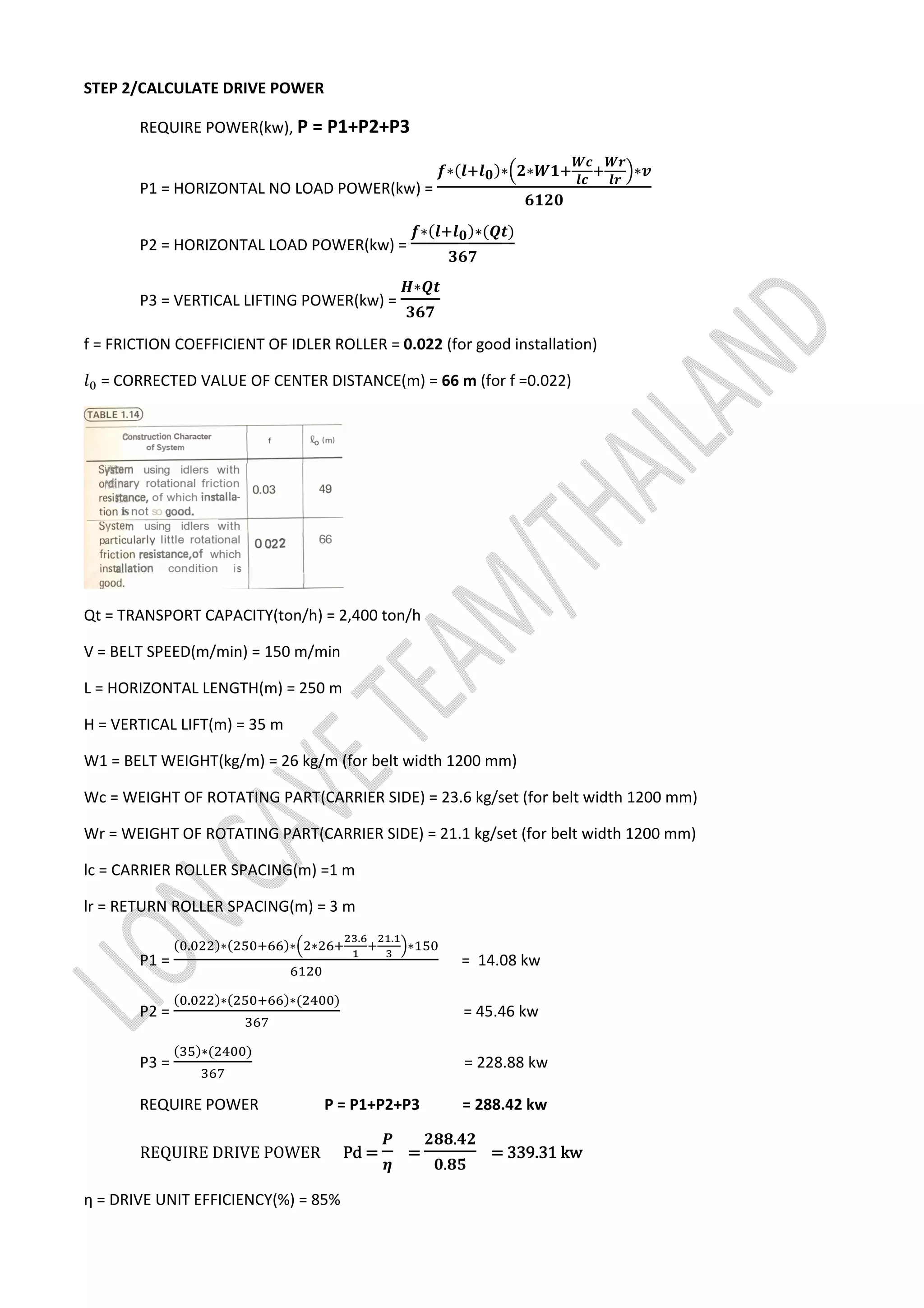 Belt conveyor example calculation | PDF