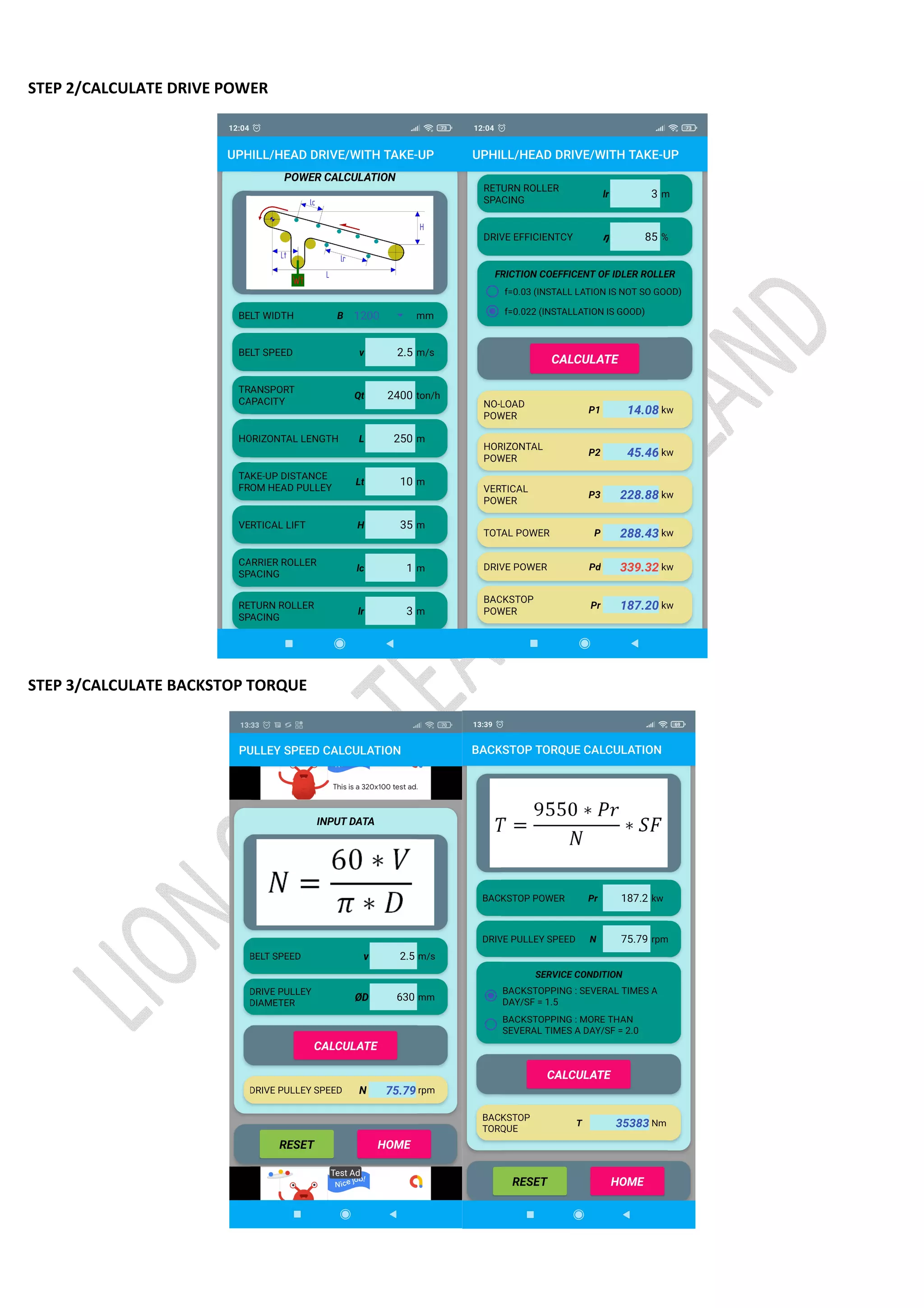 Belt conveyor example calculation | PDF