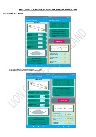 Belt conveyor example calculation | PDF
