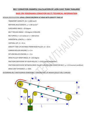 Belt conveyor example calculation
