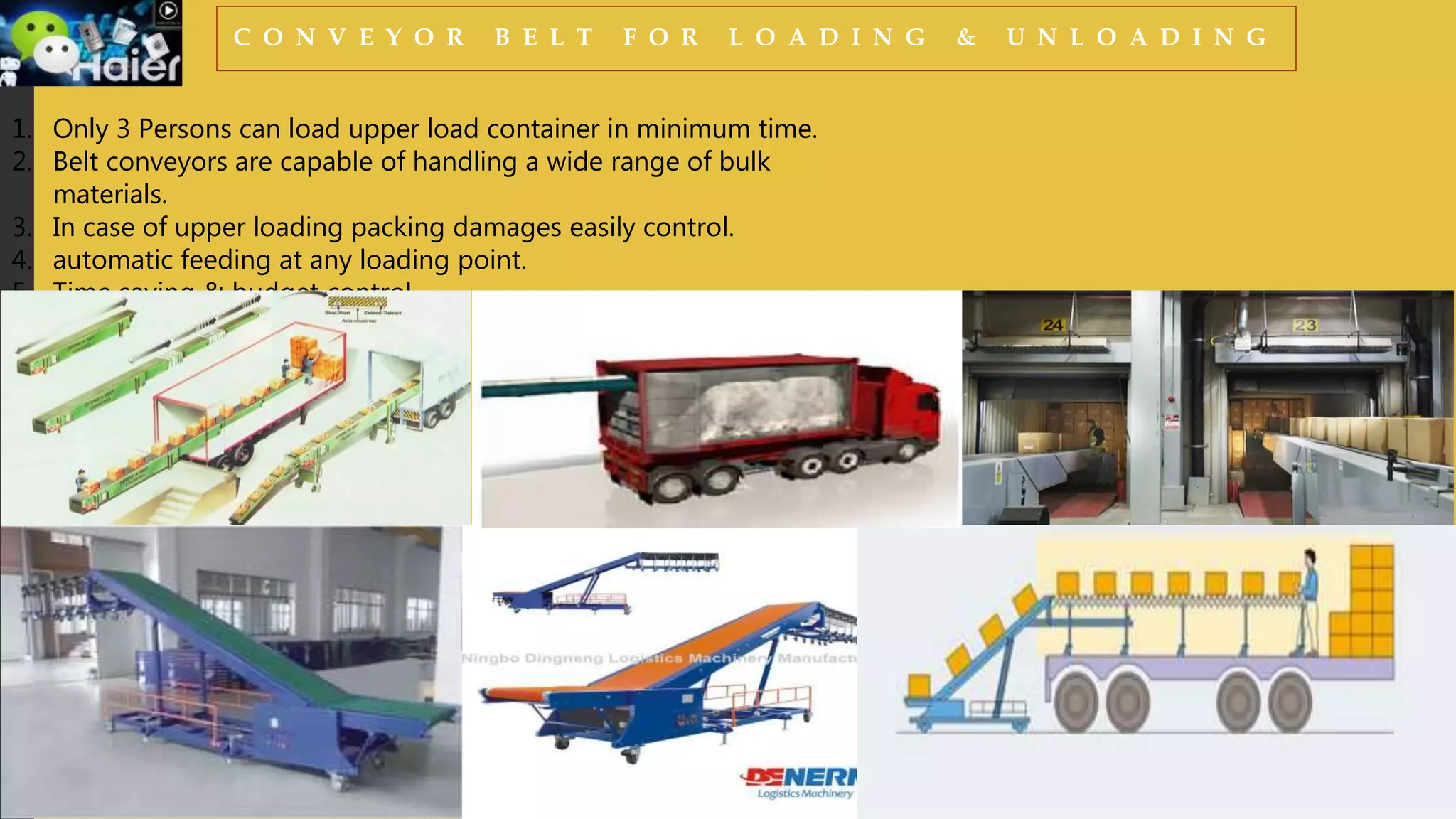 Belt conveyor for loading & unloading | PPTX