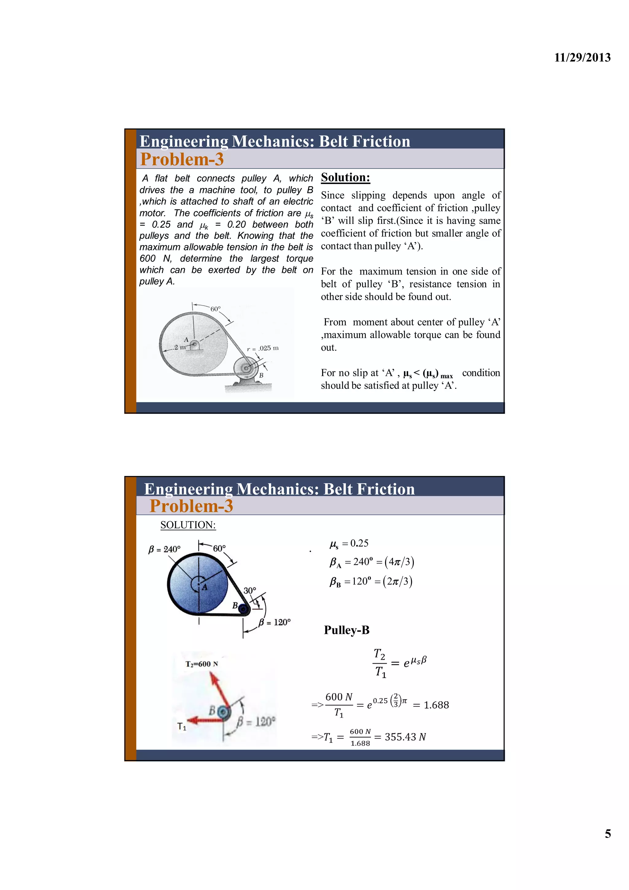 Belt friction lecture_new | PDF