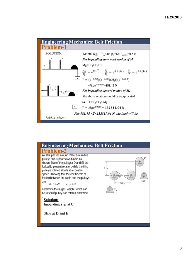 Belt friction lecture_new | PDF