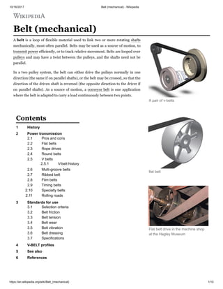 Belt (mechanical) wikipedia | PDF