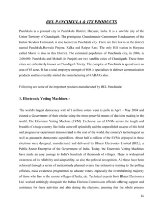 Bharat Electronics Limited (BEL) : Training Report | DOCX