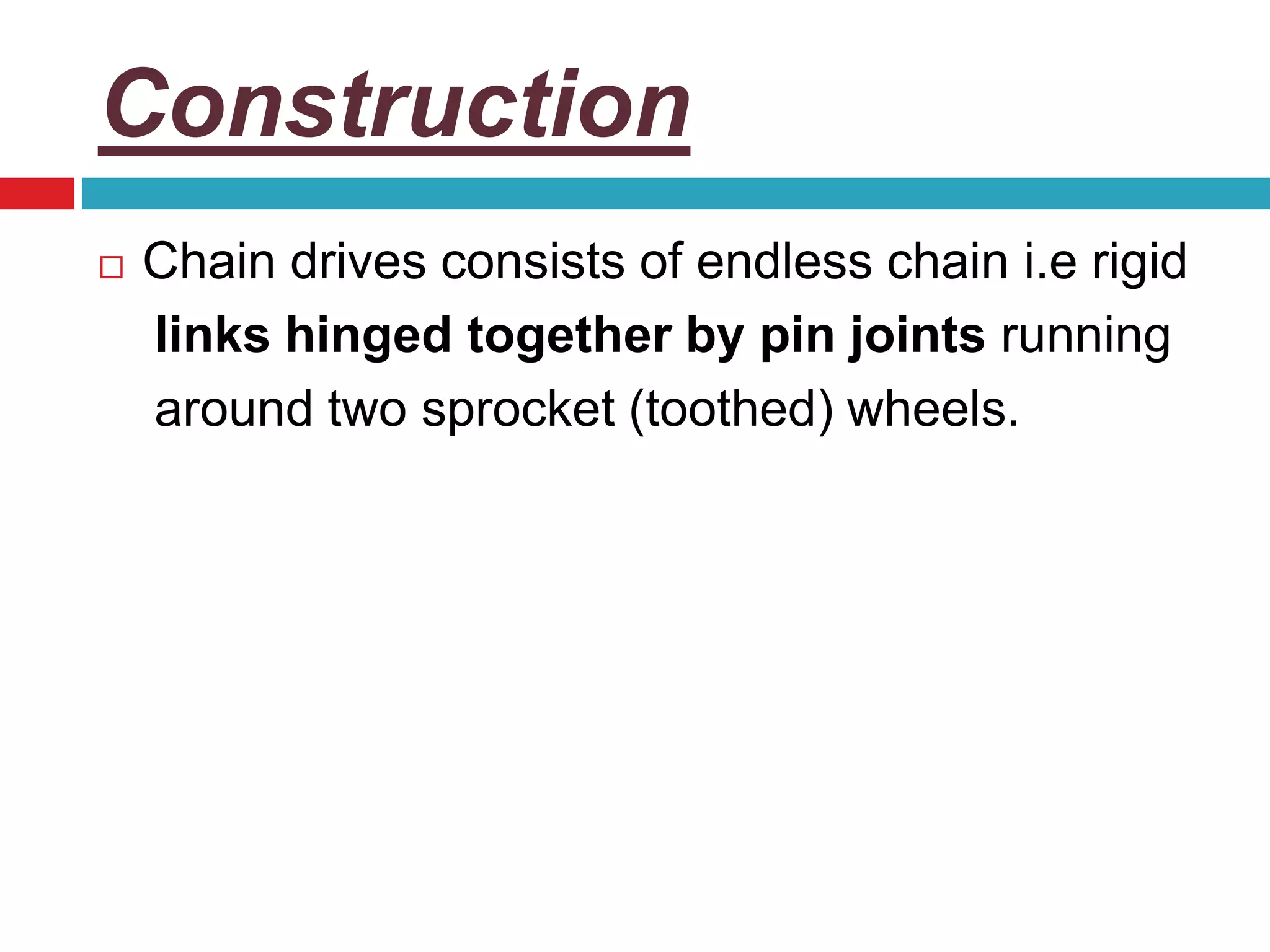 BELT TENSIONING METHODS, Chain drive introduction, Power transmitted by ...