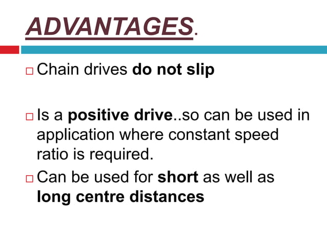 BELT TENSIONING METHODS, Chain drive introduction, Power transmitted by ...