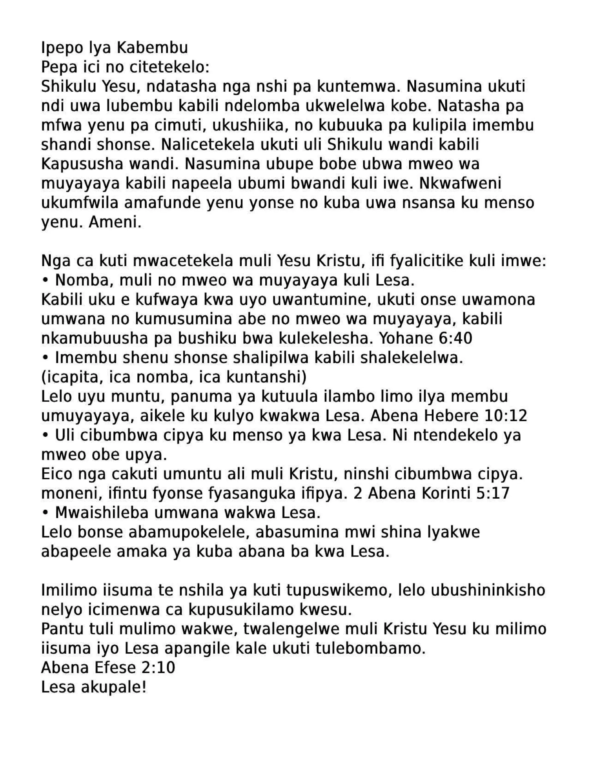 Bemba Gospel Tract - ONLY JESUS CHRIST SAVES.pdf