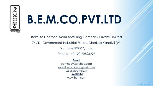 B.E.M. Co. Private Limited (Bakelite Electrical Mfg. Co. Private ...