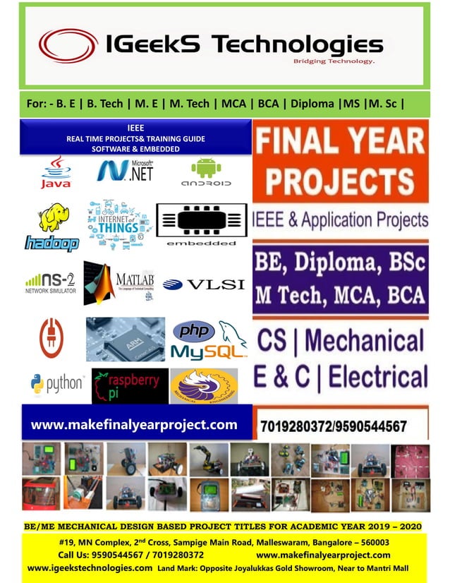BE,ME MECHANICAL DESIGN AND THERMAL BASED PROJECTS 2019-2020 | PDF