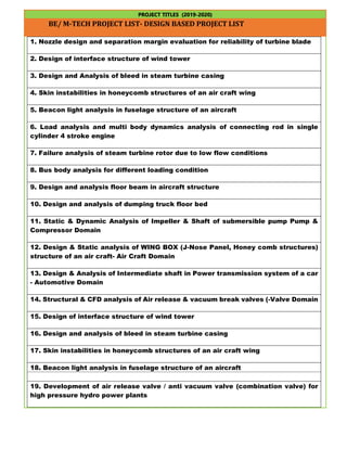 BE,ME MECHANICAL DESIGN AND THERMAL BASED PROJECTS 2019-2020 | PDF