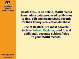 Mitinet BestMARC How-To: Subject Explorer | PDF