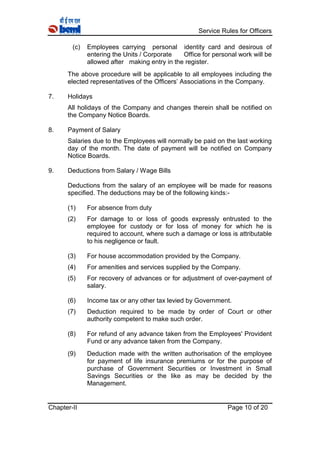 Beml service rule | PDF