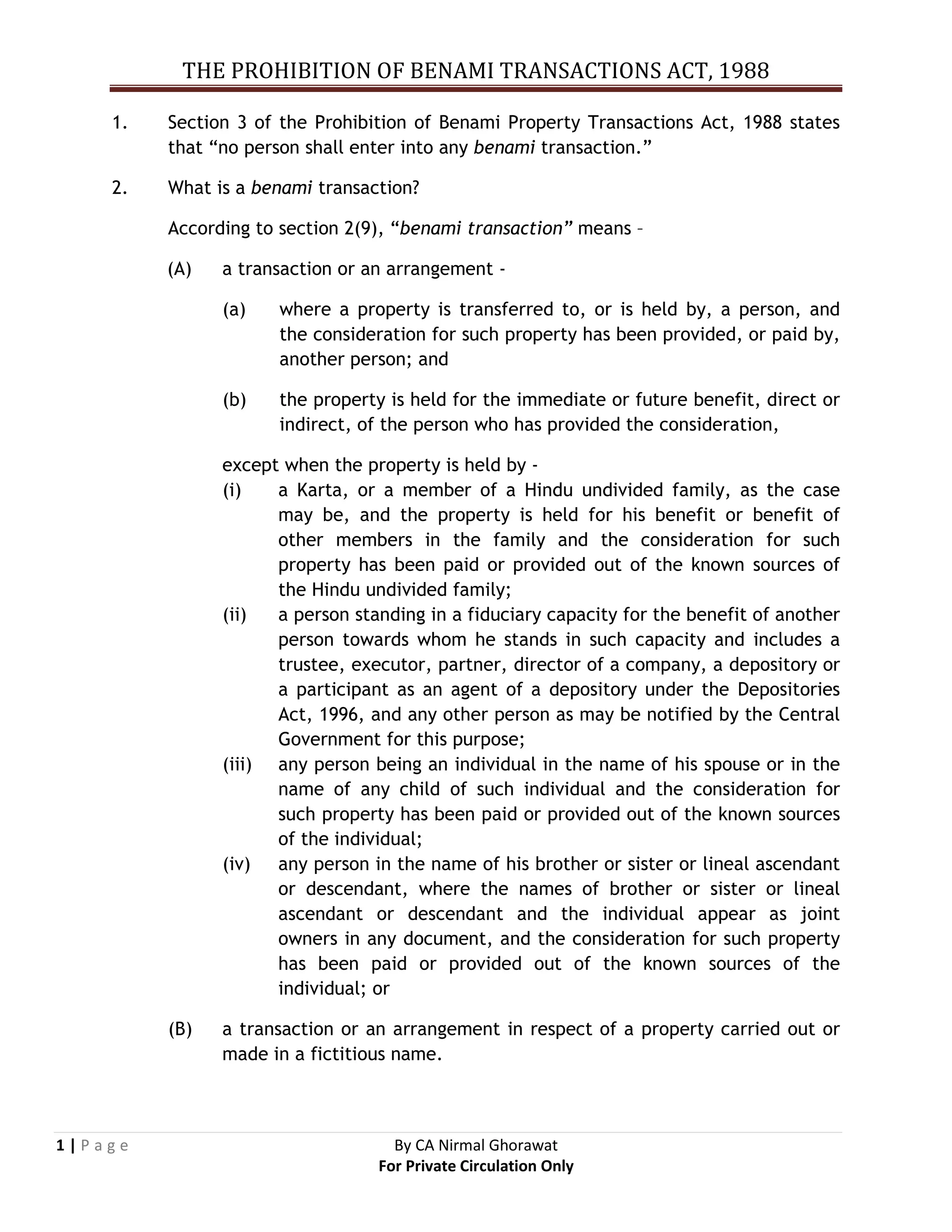 Benami transactions | PDF